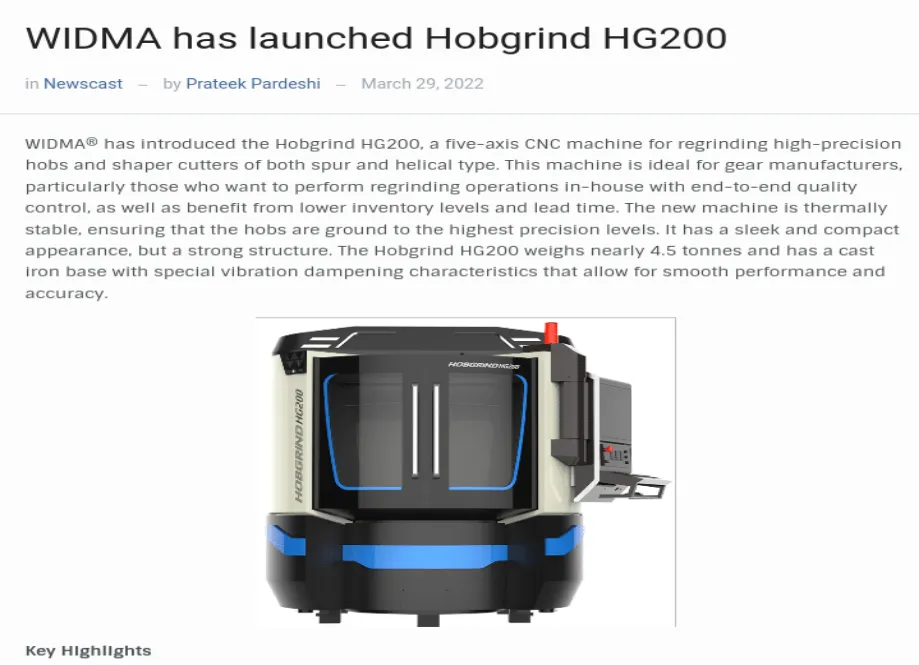 Media Coverage - Widma - Machineering Simplified