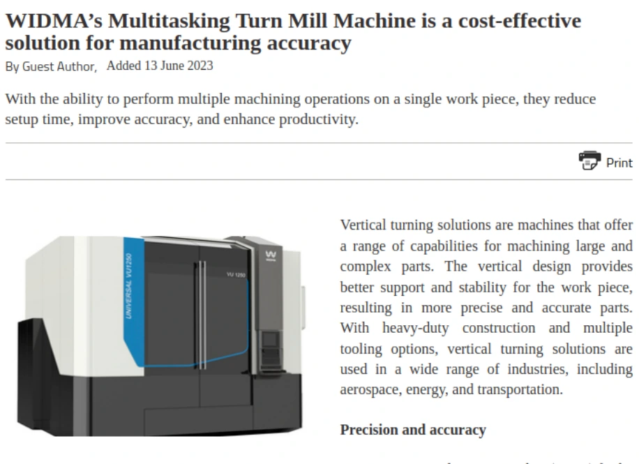 Media Coverage - Widma - Machineering Simplified