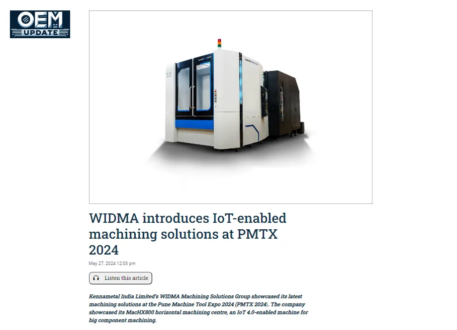 Media Coverage - Widma - Machineering Simplified