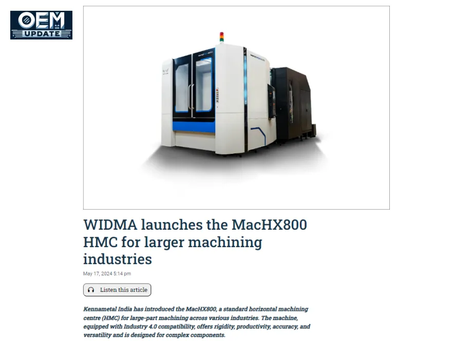 Media Coverage - Widma - Machineering Simplified