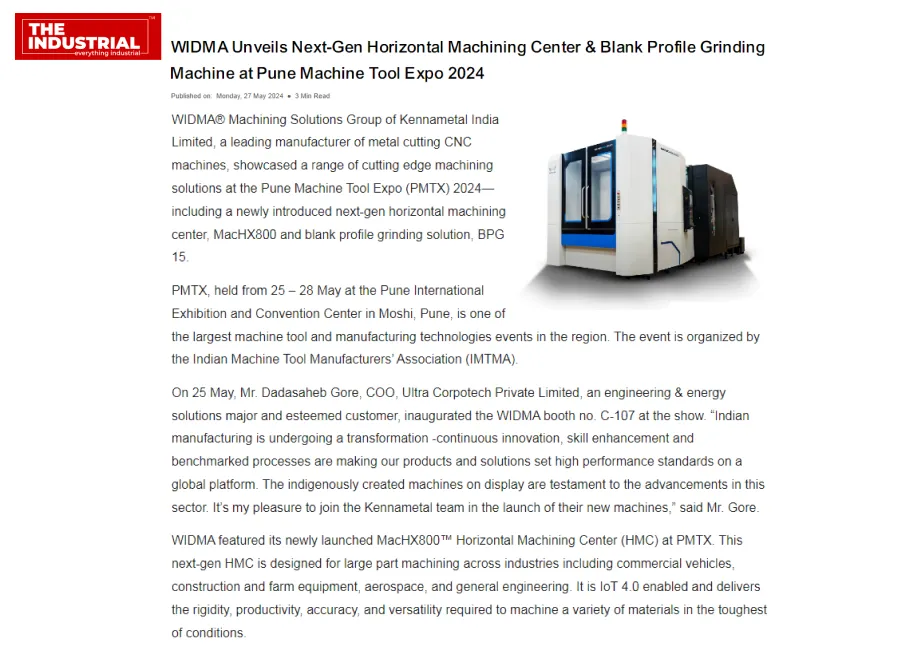 Media Coverage - Widma - Machineering Simplified